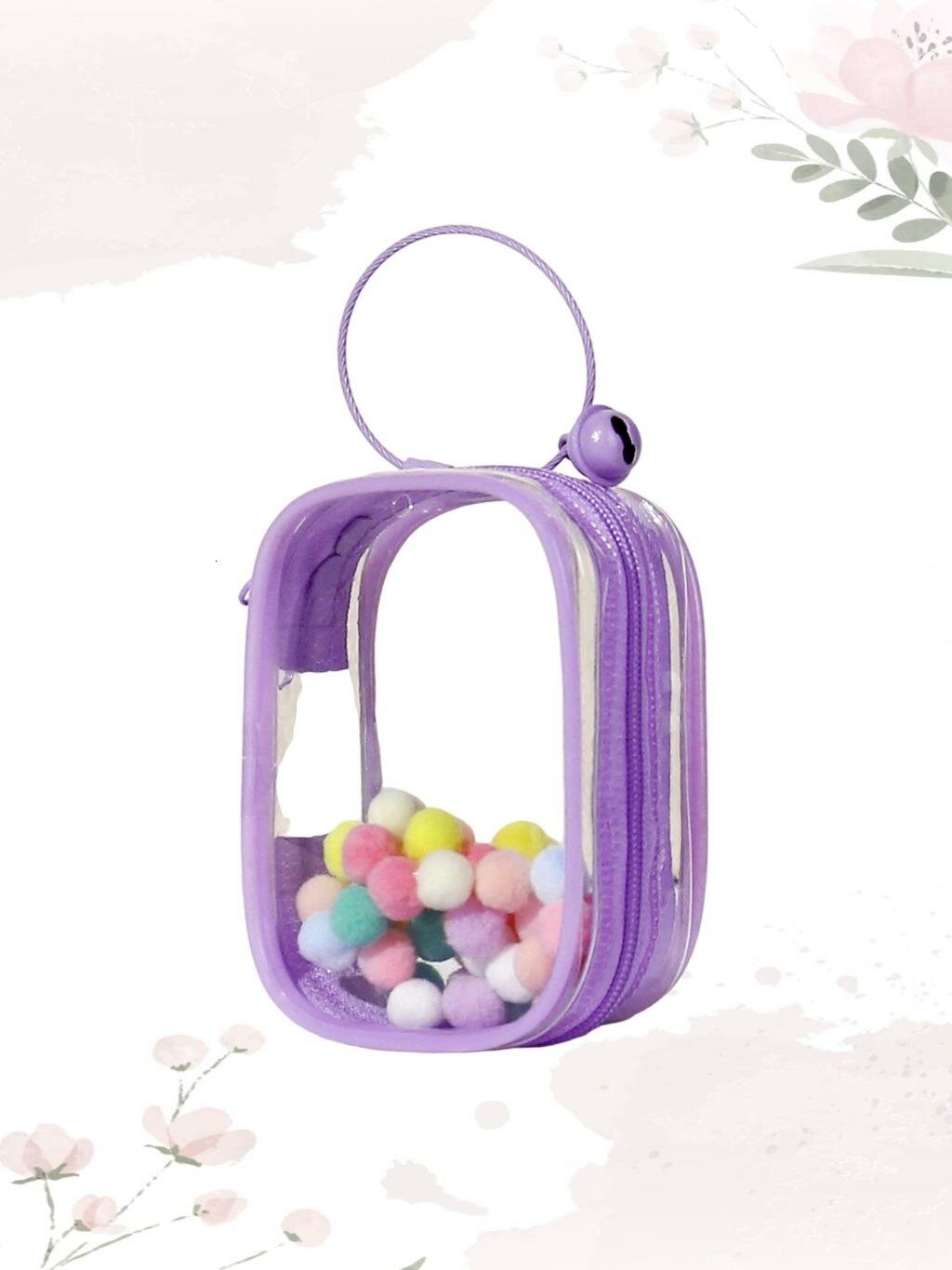 Прозрачный ПВХ-мешок для хранения детских вещей, Фиолетовый - Квадратный