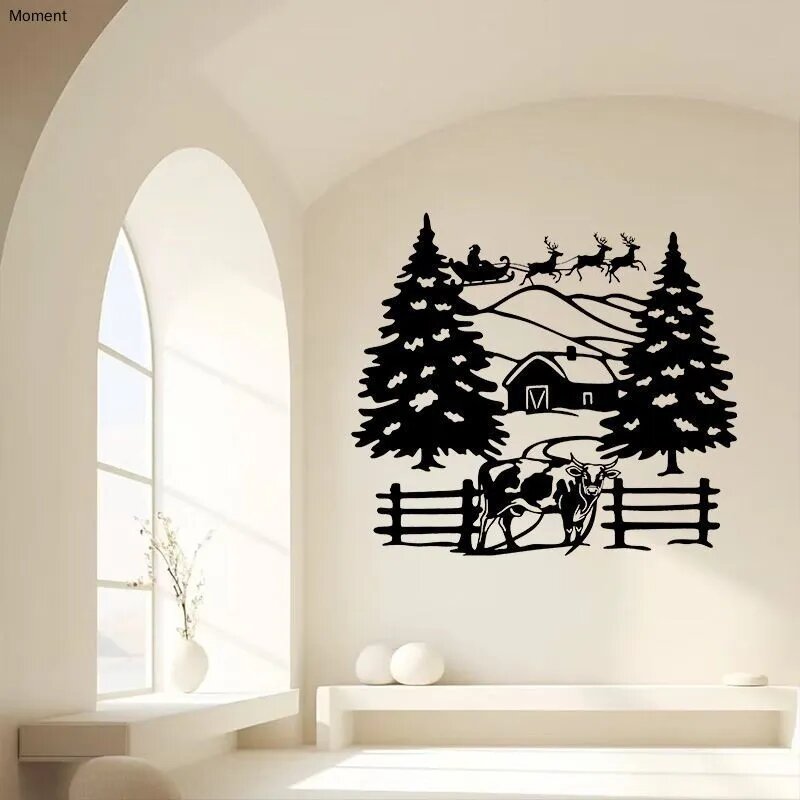 Металлические рождественские елки для стен, кованые рождественские елки для стен: пара садовых скульптур в стиле кантри и настенных украшений