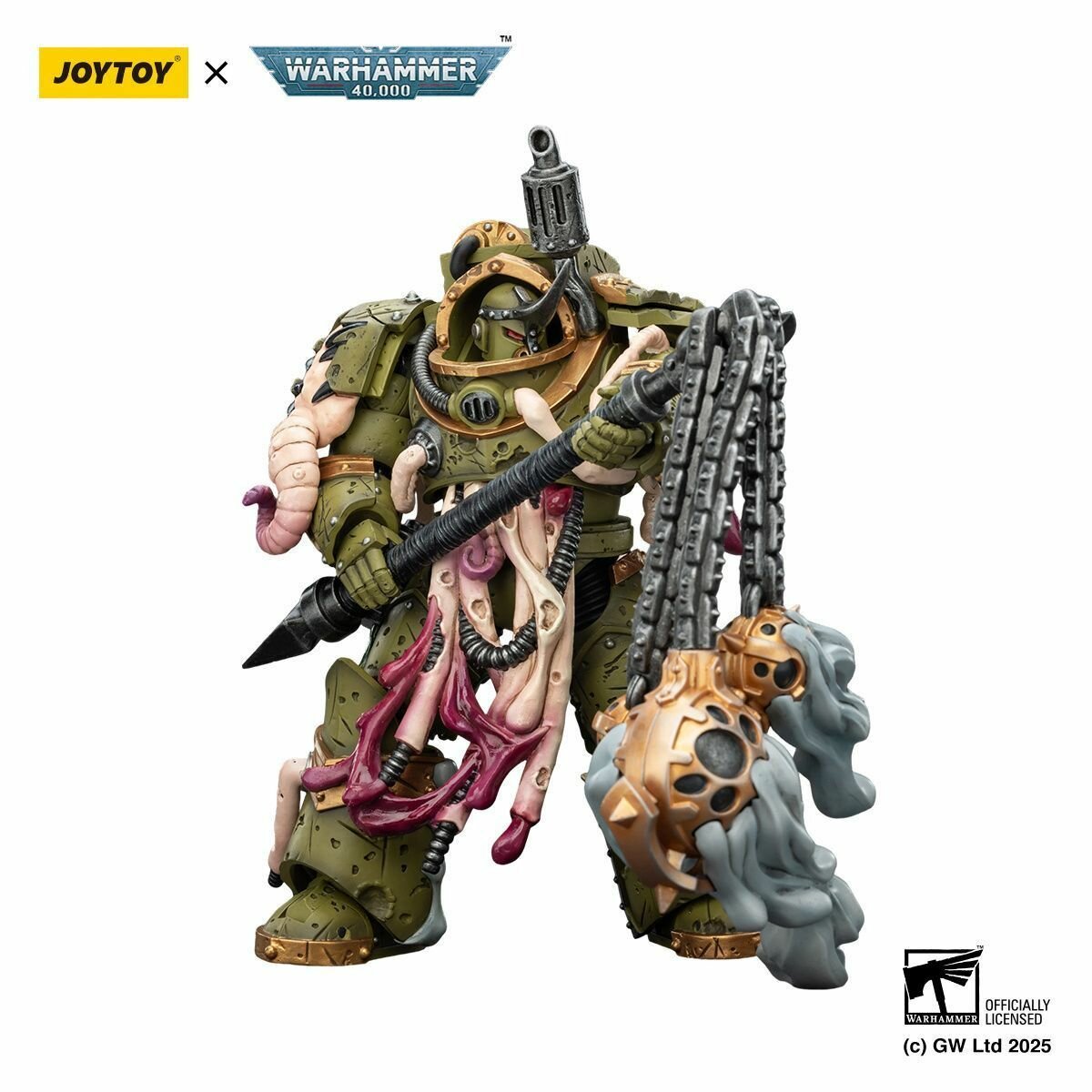 Подвижная фигурка JOYTOY Warhammer 40K Death Guard Blightlord Terminator 2 with Flail of Corruption, Игры для персонажей Коллекция подарков на день рождения