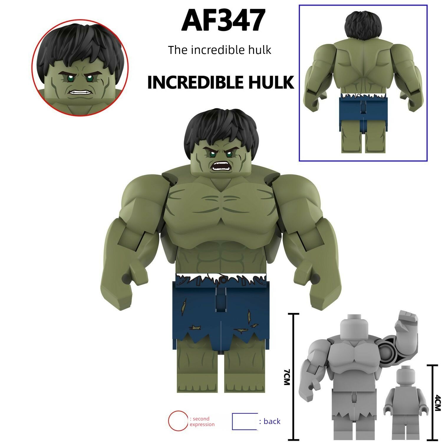 Невероятный Халк Артикулированная Сборная Фигурка, 150+ Деталей LEGO для Мальчиков, Образовательный Подарок
