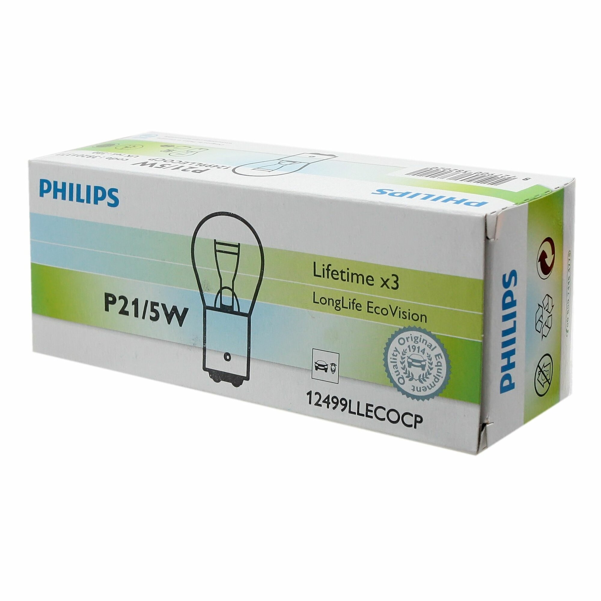 Автолампа P21/5W (BAY15d) LongLife EcoVision 12V, 10 шт