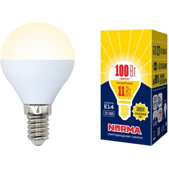 Светодиодная лампа Volpe LED-G45-11W/WW/E14/FR/NR