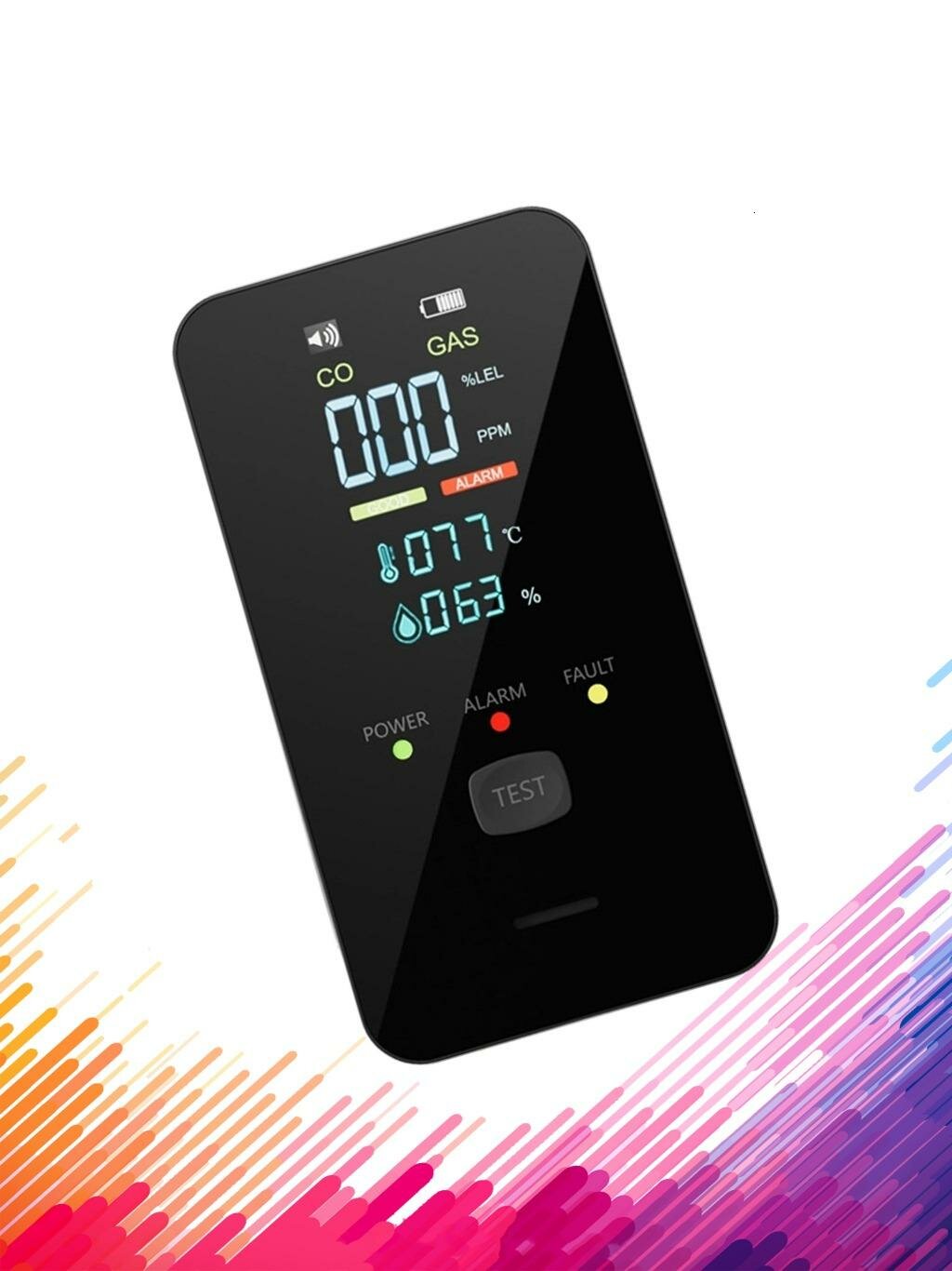 Газоанализатор 4-в-1 для домашней и офисной безопасности, Черный - Модель цветного экрана
