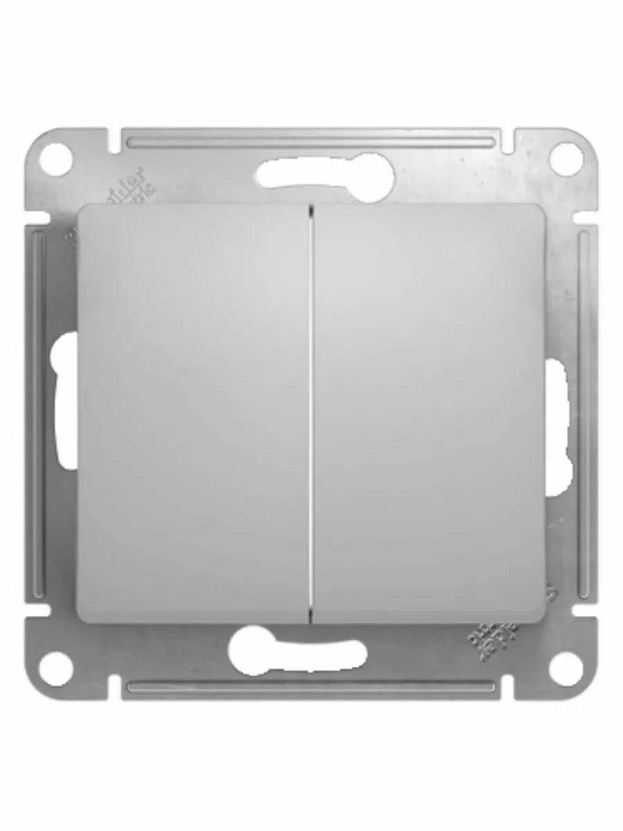 GLOSSA Переключатель двухклавишный в рамку алюминий схема 6 код GSL000365 Schneider Electric (1 шт.)