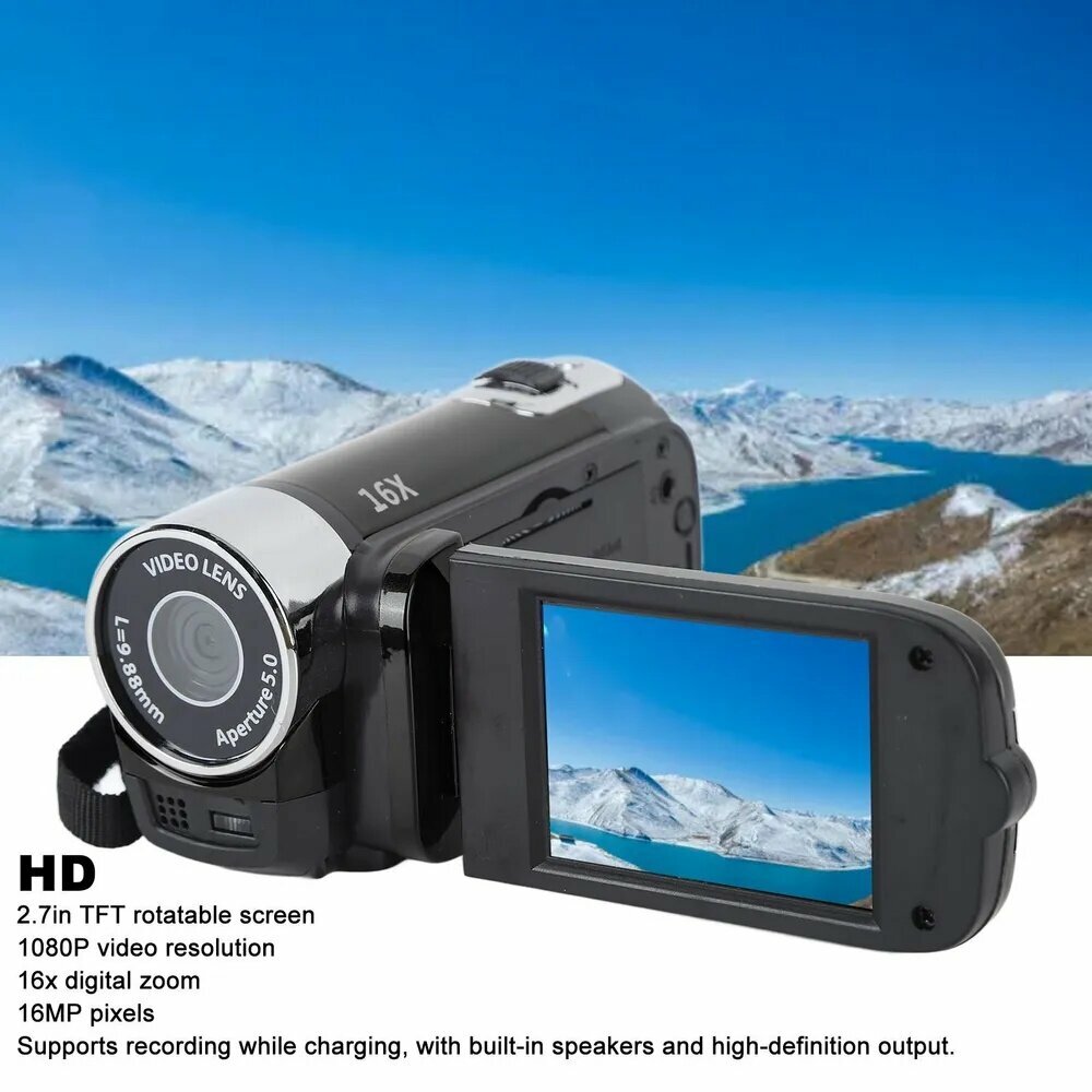 Камера, 4K, 48МП, с поворотным экраном, фронтальная подсветка, автоспуск, USB-кабель, 2.7"