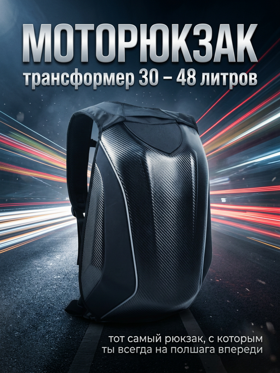 Моторюкзак трансформер от 30 до 48 литров с отделением для шлема