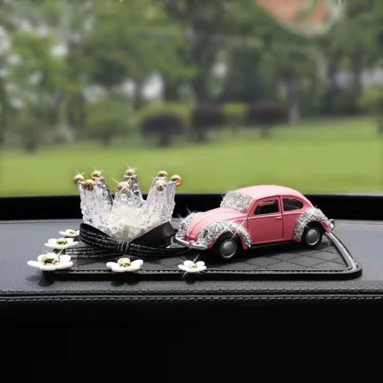 Маленький ароматизатор для авто с цветочным ковриком, розовым автомобильным дизайном и черной короной -