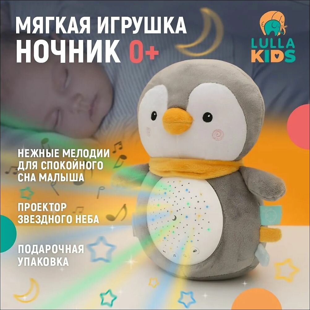 Ночник детский , мягкая игрушка светильник с проектором звездного неба, белым шумом