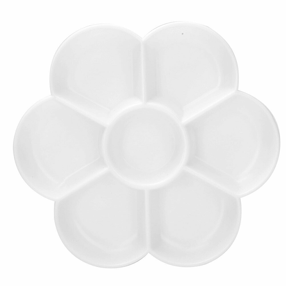 7 Holes Plum shaped Palette Art Drawing Painting Tray for Oil Watercolor (White)