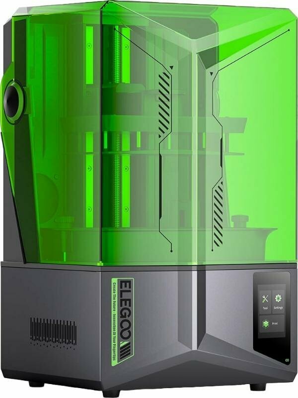 3D принтер ELEGOO Saturn 4, фотополимерная печать, технология SLA, 1 экструдер, дисплей, черный/зеленый