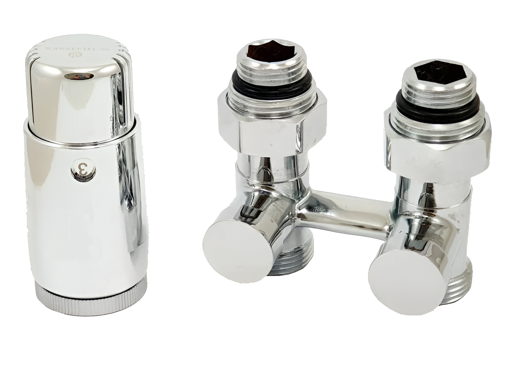 Комплект узла нижнего подкл прямой STANDARD 3/4" (хром) с термоголовкой М30х1,5, ниппеля 1/2"Х3/4"