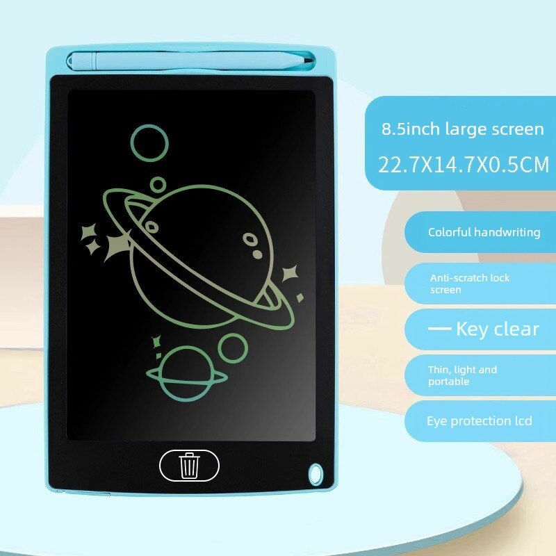8.5-дюймовая LCD-доска для письма детей, синий цвет, батарейный портативный цифровой рисовальный лист