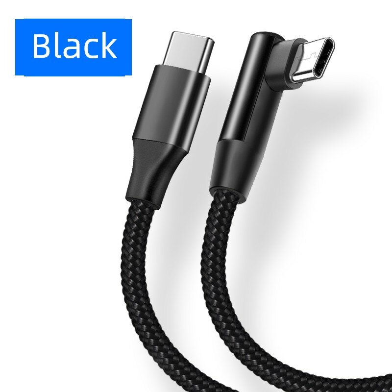 0.25 м Черный Однокривый Двухштекерный USB-C Зарядный Кабель для iPhone MacBook Android