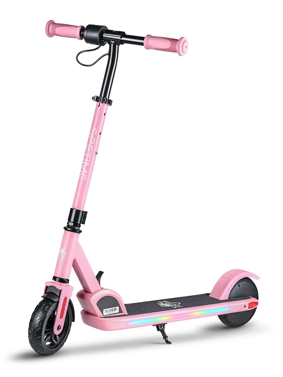 Электросамокат SPETIME E10, складной, детский, розовый, максимальная нагрузка 60 кг