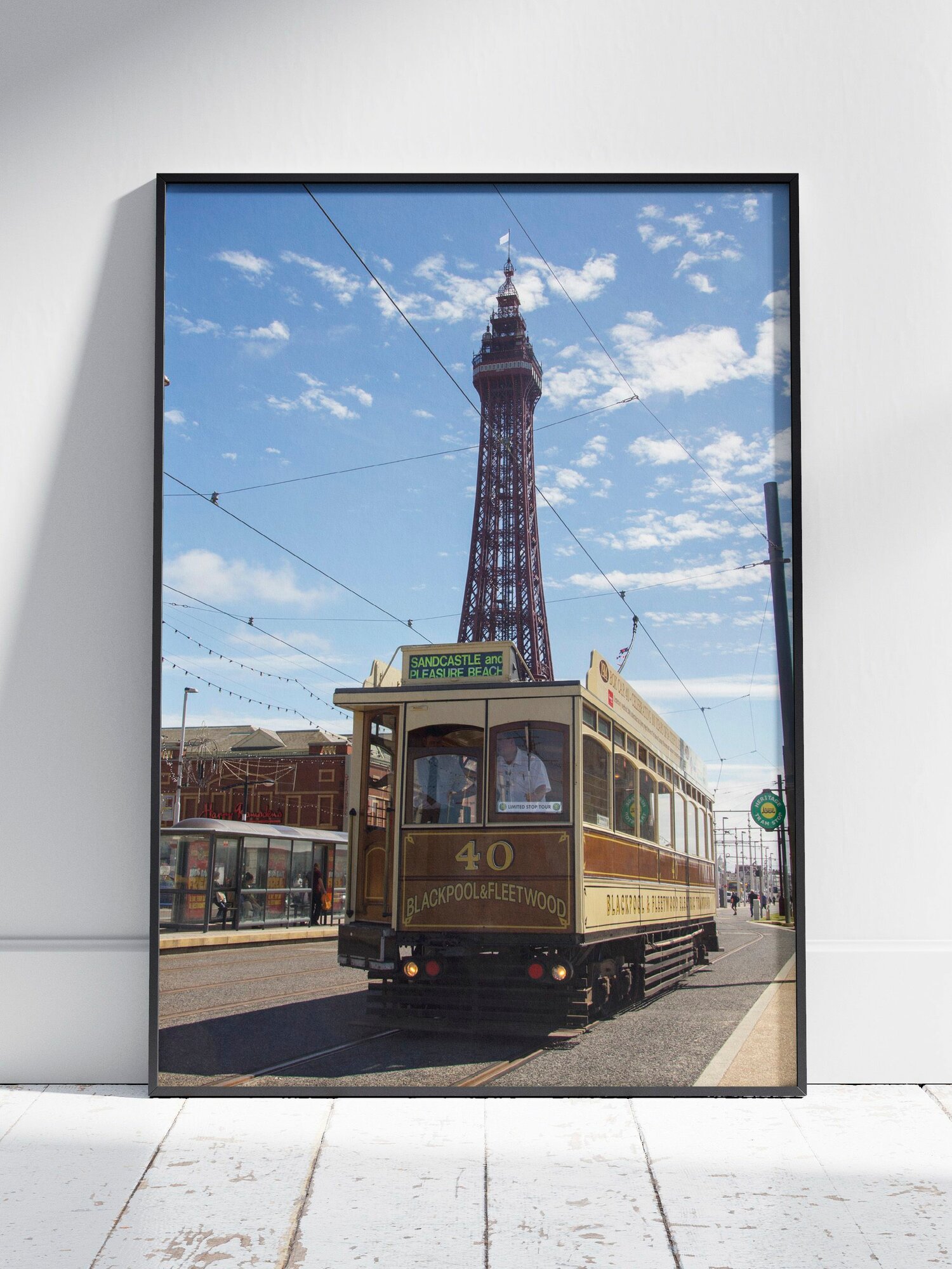Плакат на стену для интерьера Транспорт и техника (Трамвай Блэкпула - Blackpool Tramway 3) - Постер по машине формата A4 (21x30 см)