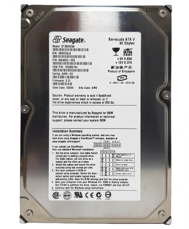 Жесткий диск Seagate ST380023A 80Gb 7200 IDE 3.5" HDD