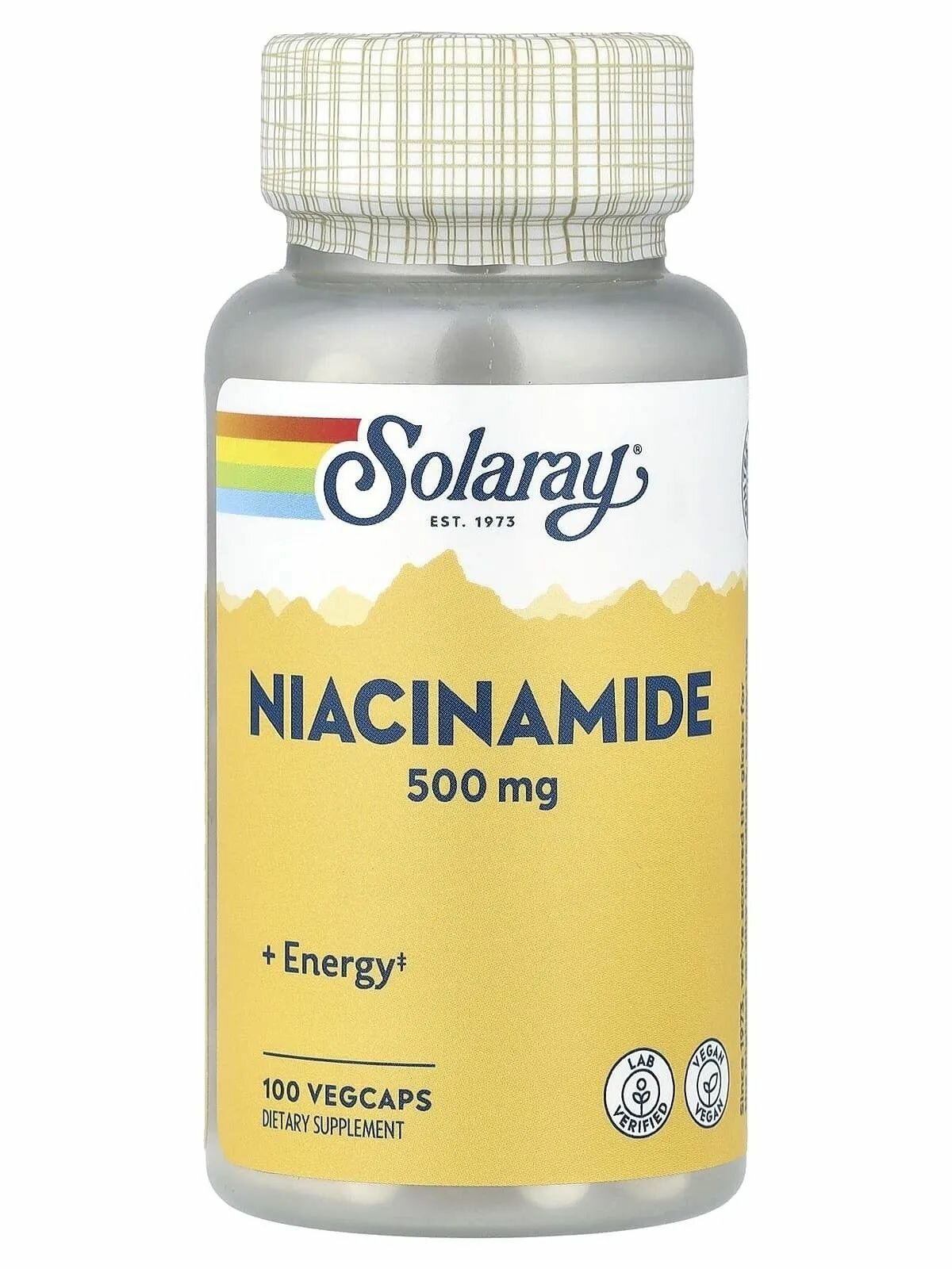 Ниацинамид (витамин В3), Solaray, 500 мг, 100 капсул Niacinamide