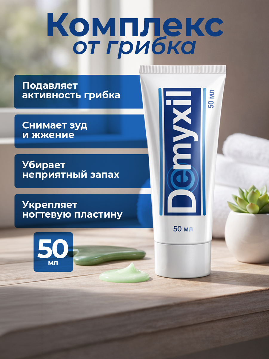 Крем Demyxil: натуральная формула против грибка, для ногтей и кожи, 50 мл