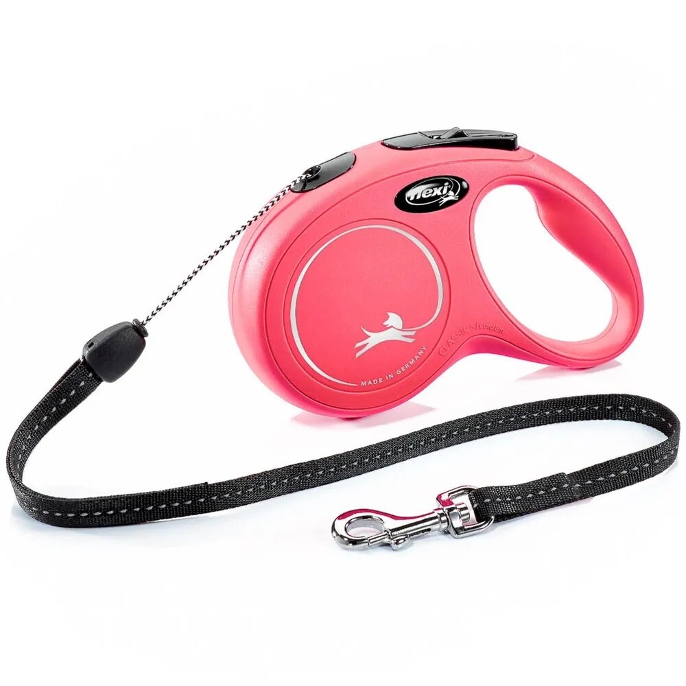 Поводок-рулетка Flexi New Classic cord S 8m 12 kg red трос, красный цвет, для собак