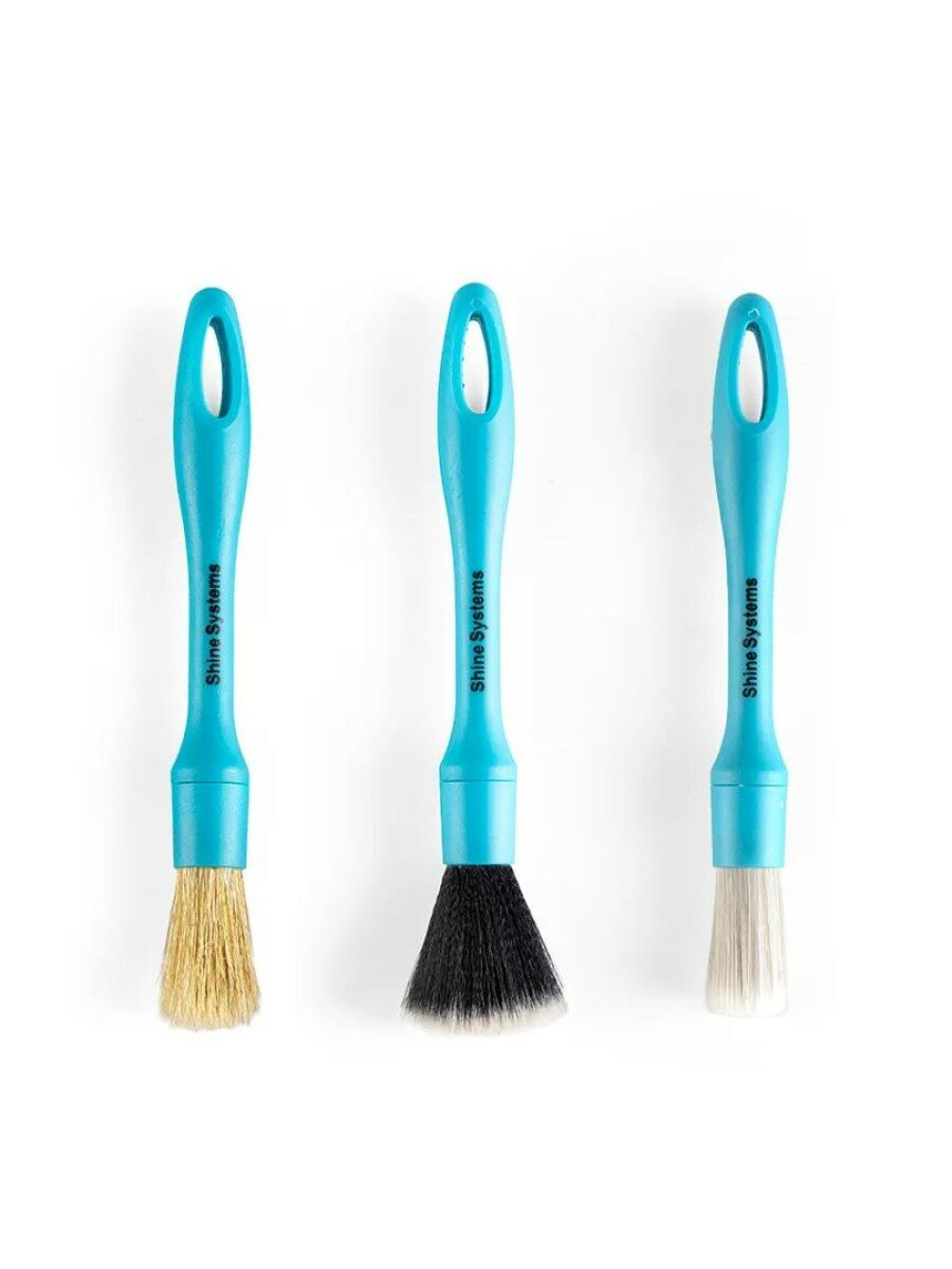 Shine Systems Detail Brush Kit - набор профессиональных кистей для автомобиля, 3 шт