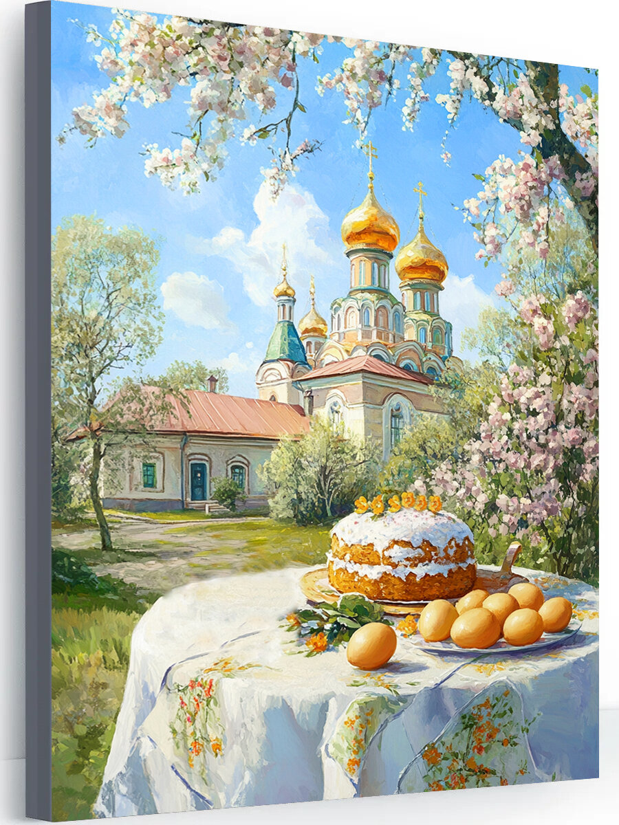 Картина по номерам пасха в церкви 40х50 на подрамнике