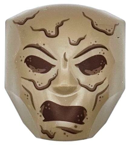 Деталь Lego 3524pb04 Large Figure Face with Brow and Nose Detail, 2 x 2 Round Brick Attachment with Reddish Brown Eyes, Open Mouth and Lines Pattern (Sandman)