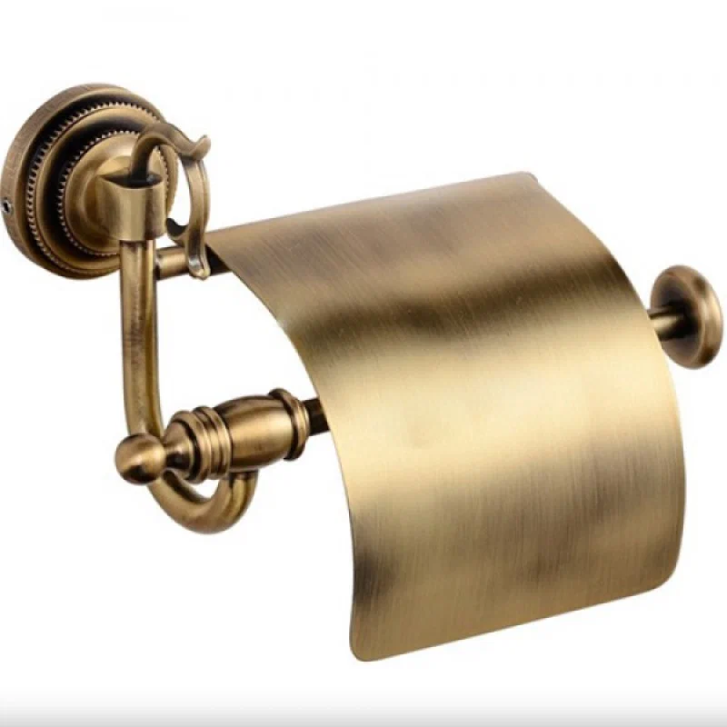 Держатель для туалетной бумаги Classic Retro R-2 Bronze, с крышкой, бронзовый