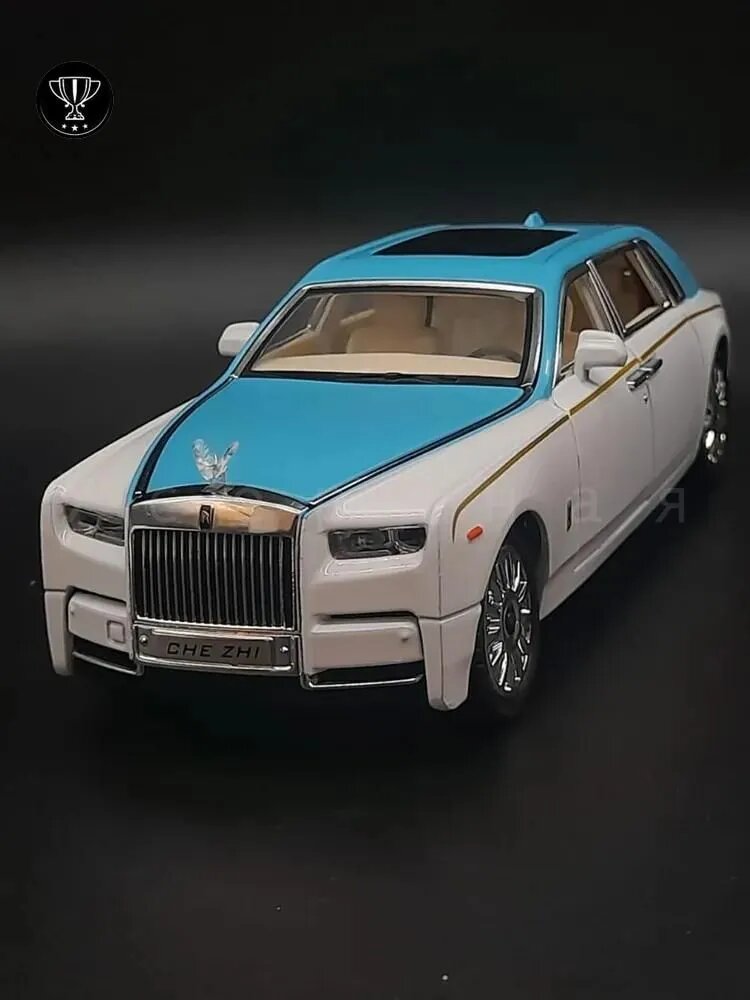 GM Игрушечная машинка Rolls-Royce Phantom 1/24, металлическая модель, 21 см, с открывающимися дверями и звуковыми эффектами