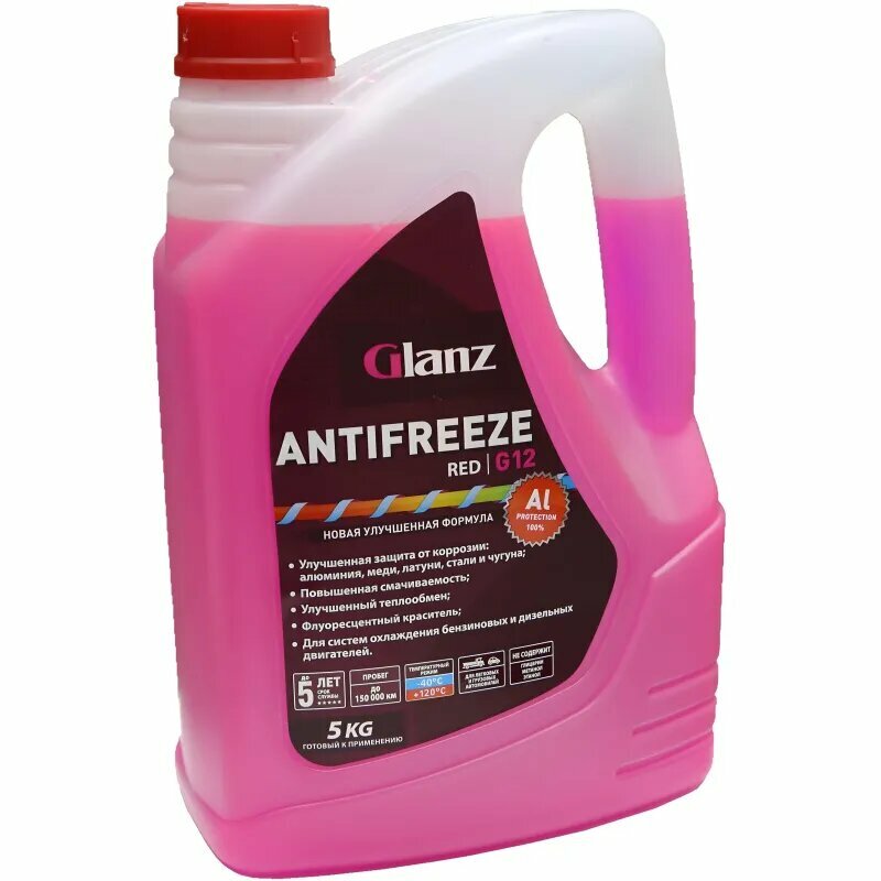 Антифриз Glanz G12 красный 5кг (36225), 1776525