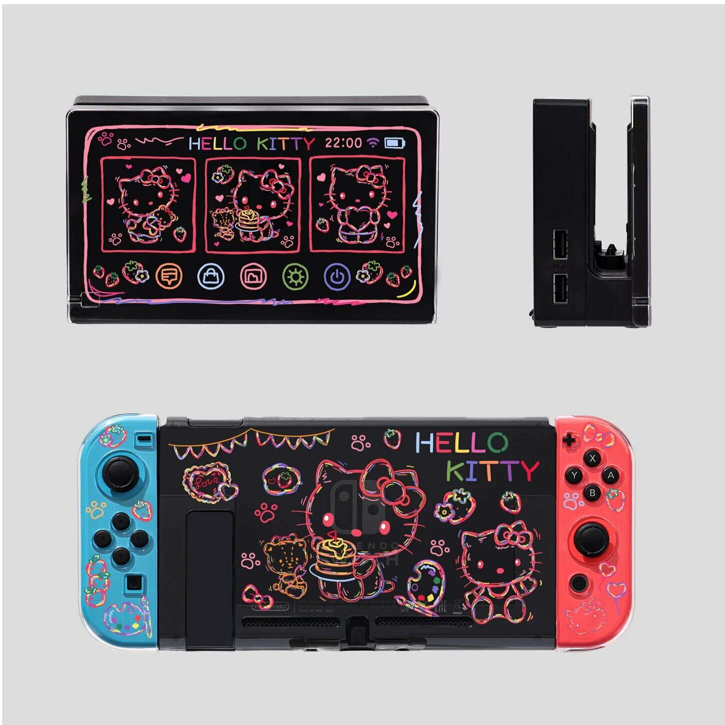 Комплект защитного чехла и подставки кодовый шелл, для Nintendo Switch, прозрачный, черный