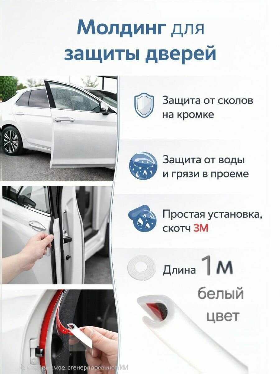 Молдинг защитный для кромки дверей , белый 1 метр