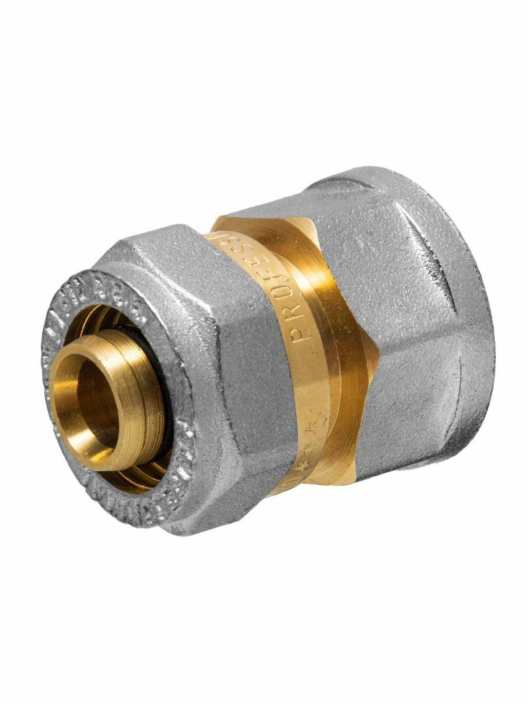 Металлопластиковая муфта MasterProf 16 мм х 1/2 дюйма с внутренней резьбой, цангой и гайкой, артикул ИС.072544