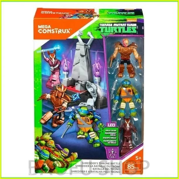 Фигурка Mega Construx Teenage Mutant Ninja Turtles Shredder's Throne Battle Битва за трон Шреддерса Красивый цвет R701 ABS пластик 85шт
