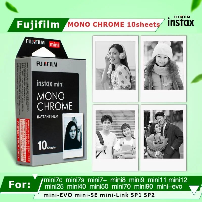 Пленка для моментальной фотографии Fujifilm instax mini MONO CHROME, для камер Mini 7/8/9/11/12/SE/EVO