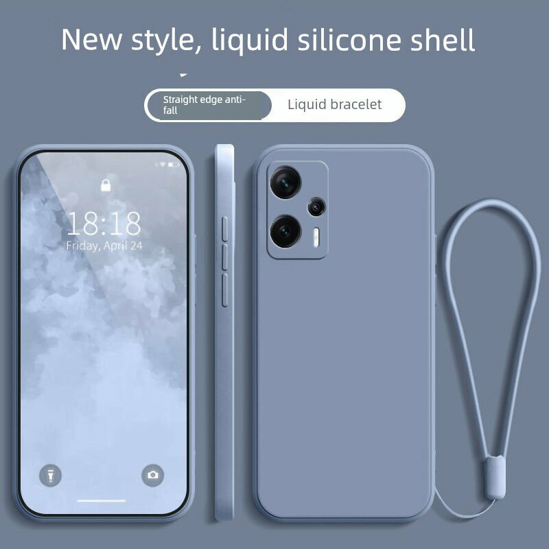 Чехол для Redmi Note 12 Turbo - Пыльный серый с защитным закаленным стеклом
