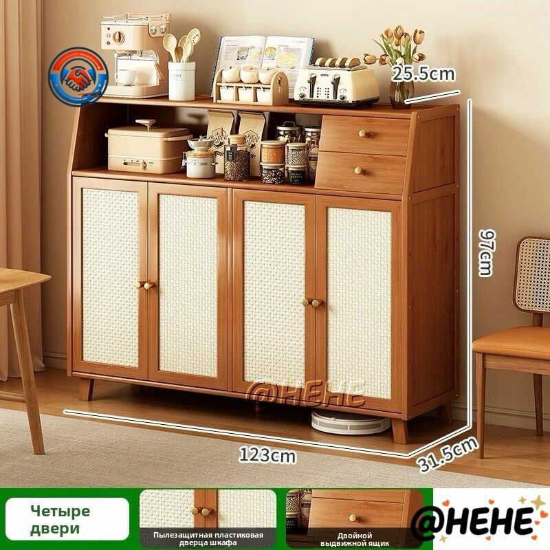 Буфет-пенал для кухни и гостиной — компактный современный сервант с закрытыми дверцами для посуды и хранения в доме