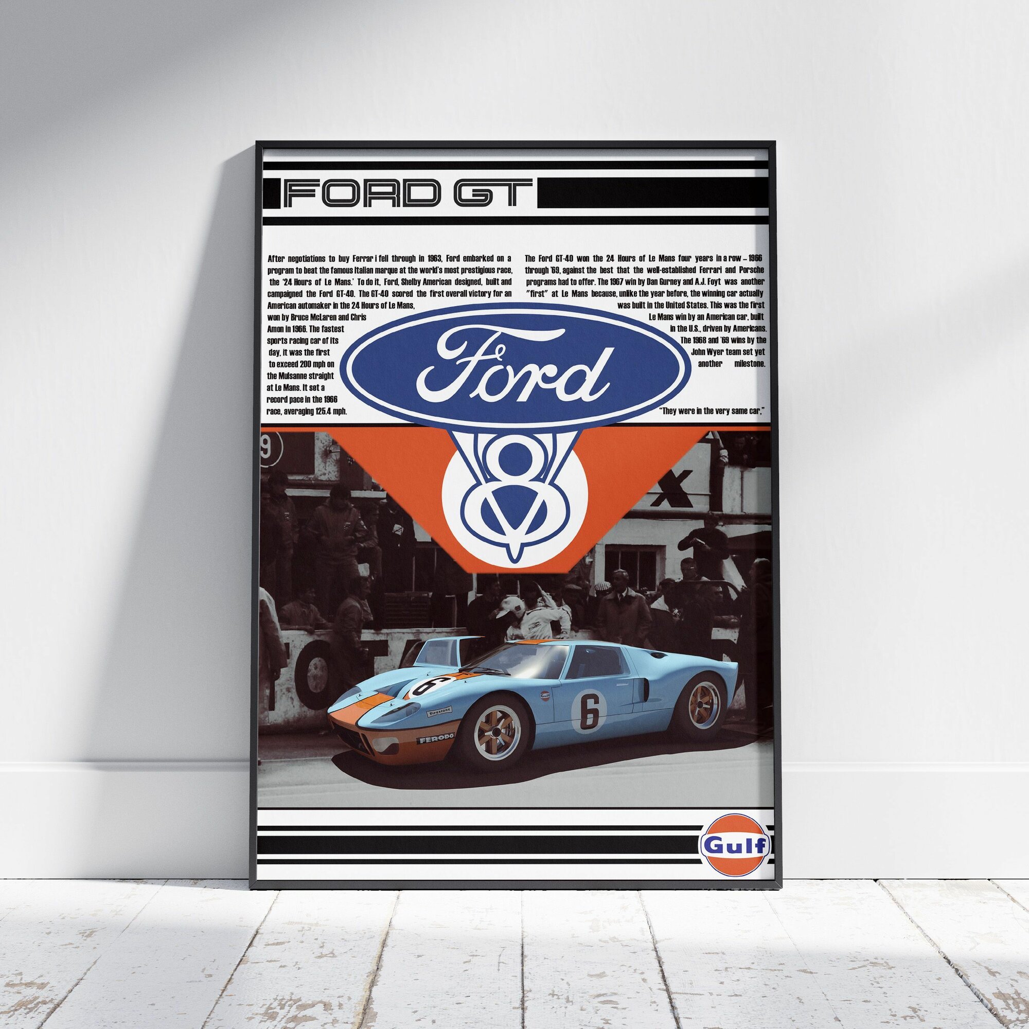 Плакат на стену для интерьера Спорткар (Ford GT40 11) - Постер по спортивным гоночным машинам автомобилям формата А4 (21x30 см)