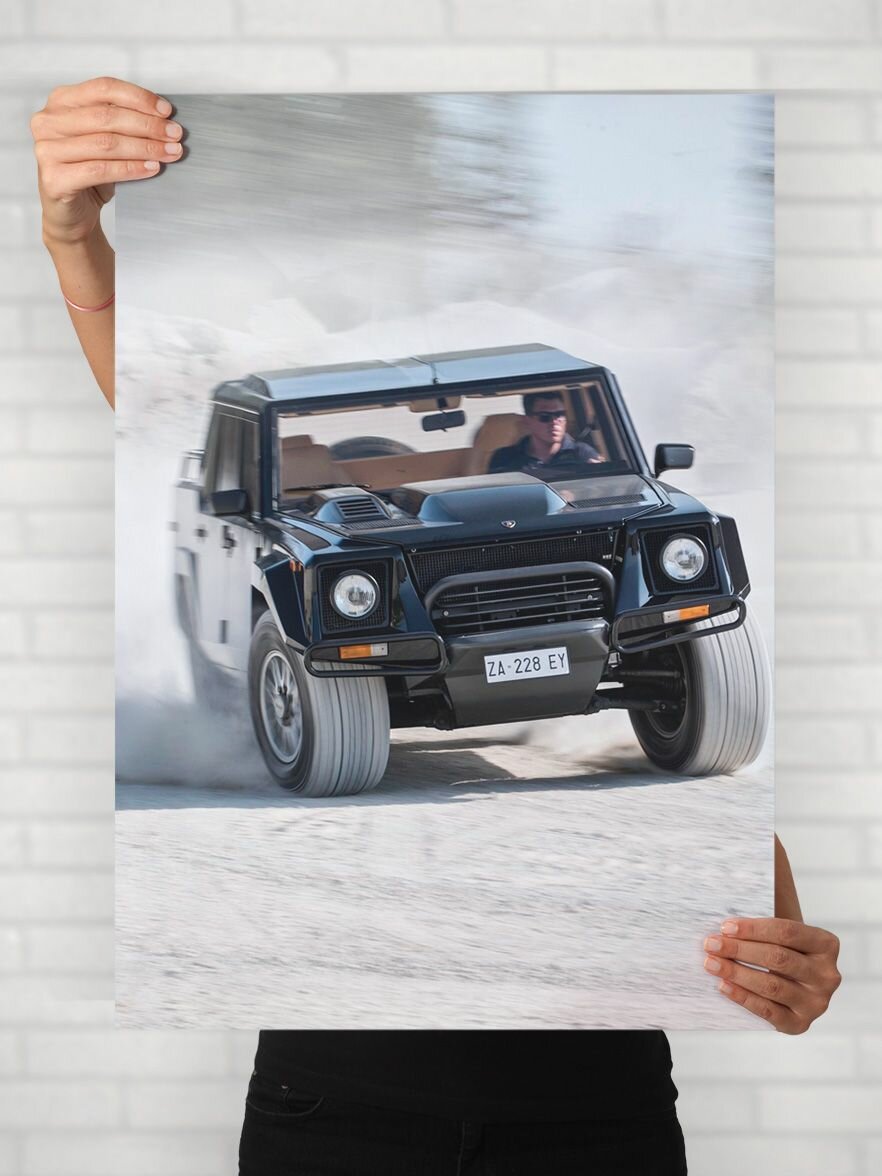 Плакат на стену для интерьера Легенды Авто (Ламборгини LM002 - Lamborghini LM002 2) - Постер по машине формата A2 (42x61 см)