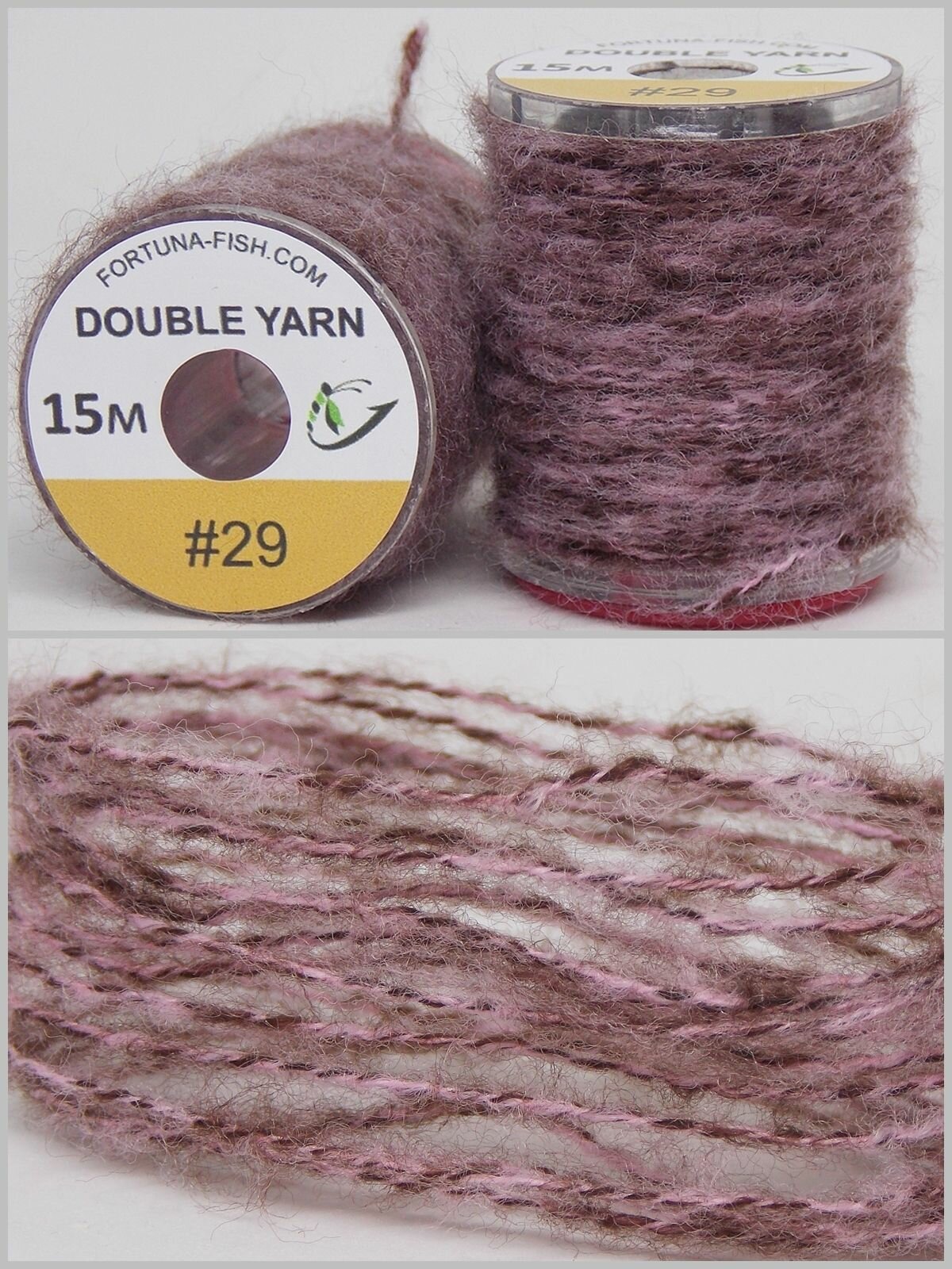 Пряжа Double Yarn #29 - Coffee / Light Pink (15 м.)