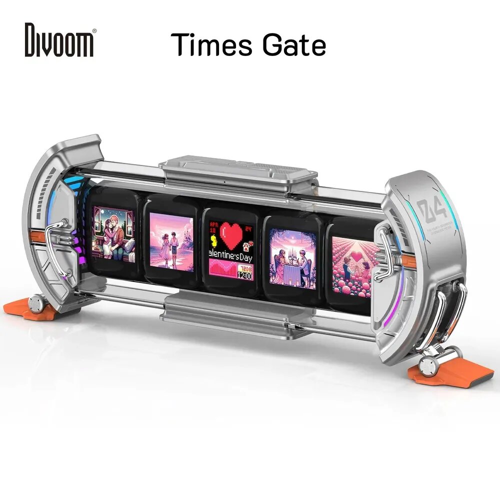 Divoom Times Gate Цифровые часы в стиле киберпанк с интеллектуальным управлением приложениями, подключением к Wi-Fi, светодиодным дисплеем RGB
