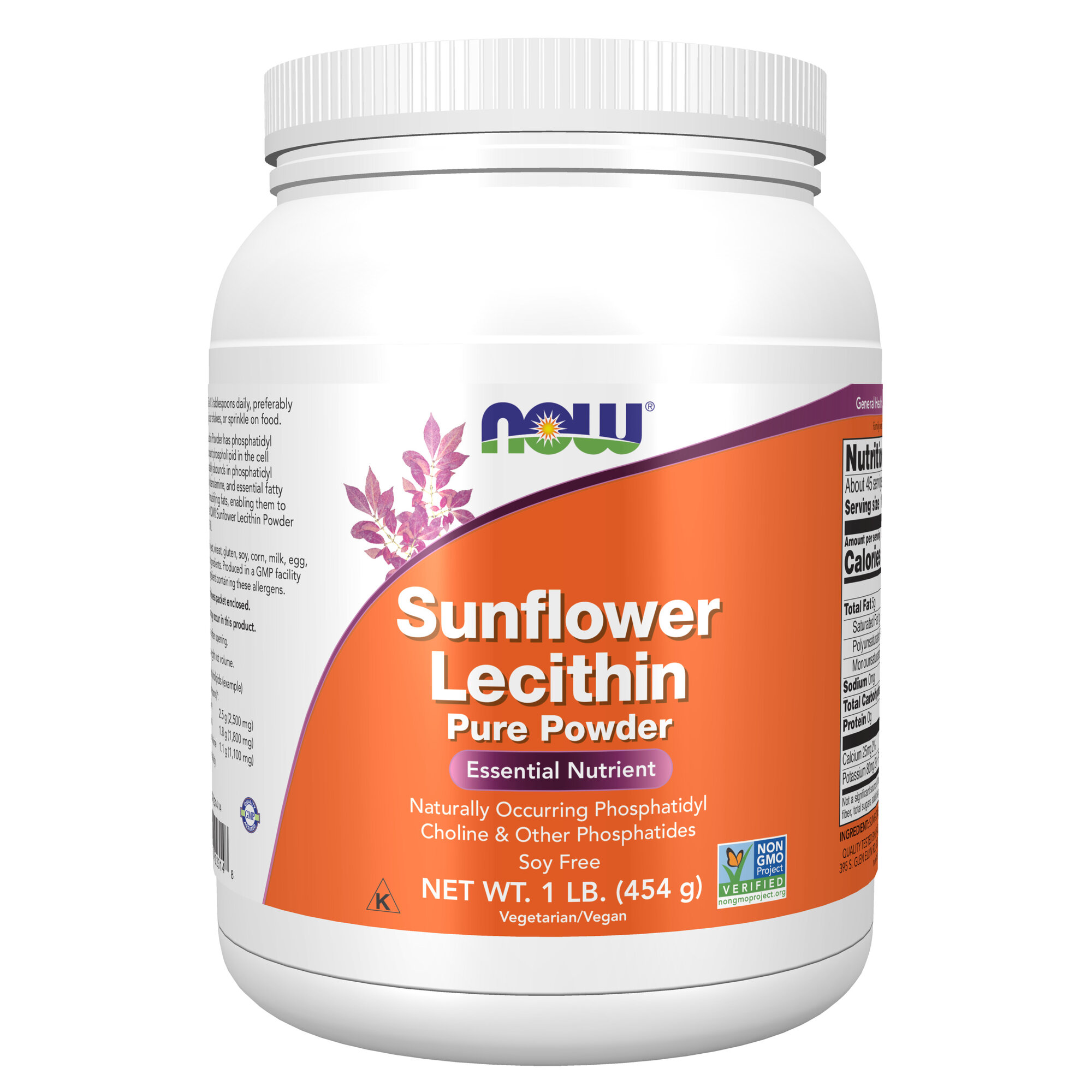 NOW Sunflower Lecithin, Лецитин подсолнечника, порошок 454г, Антиоксидант для печени, для мозга, детокс