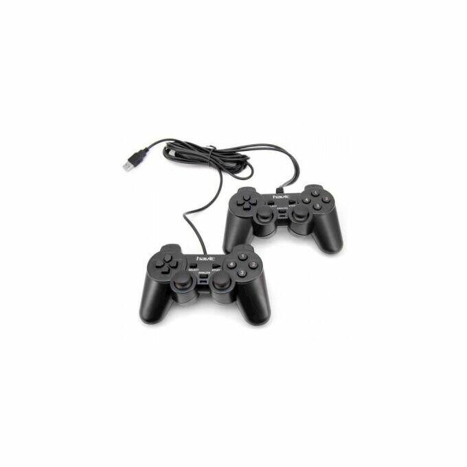 Двойной проводной геймпад HAVIT HV-G61 double USB, Черный (Black), USB 2.0 (один штекер на два геймпада).