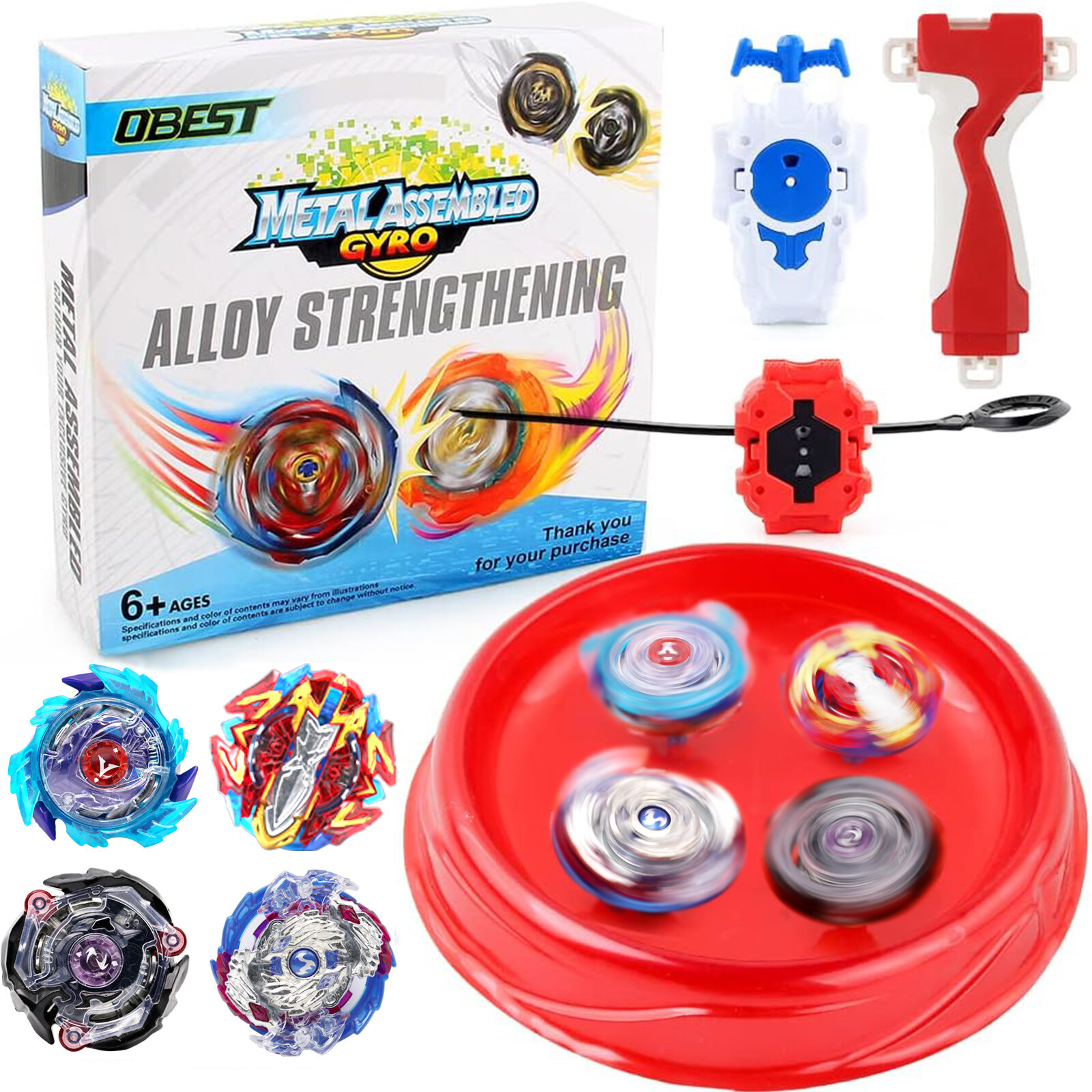 Набор волчков Бейблэйд 4 штукс пусковыми устройствами и рукояткой, и aрена для волчков из прочного пластика, игрушка для детей бейблейд, блейды, блэйд бёрст