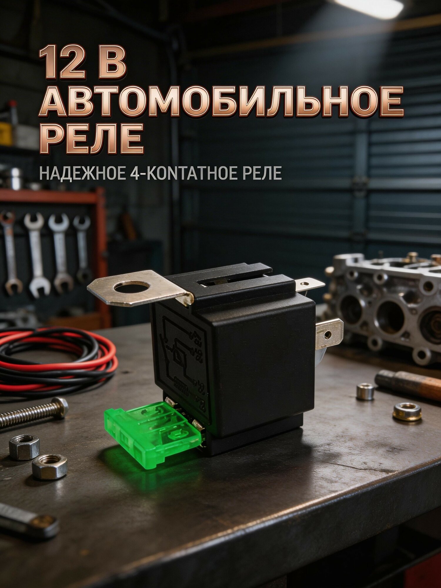 Автомобильное 4-контактное реле 12 В на 30 А, комплект с розеткой и держателем для фар, компрессоров и систем охлаждения