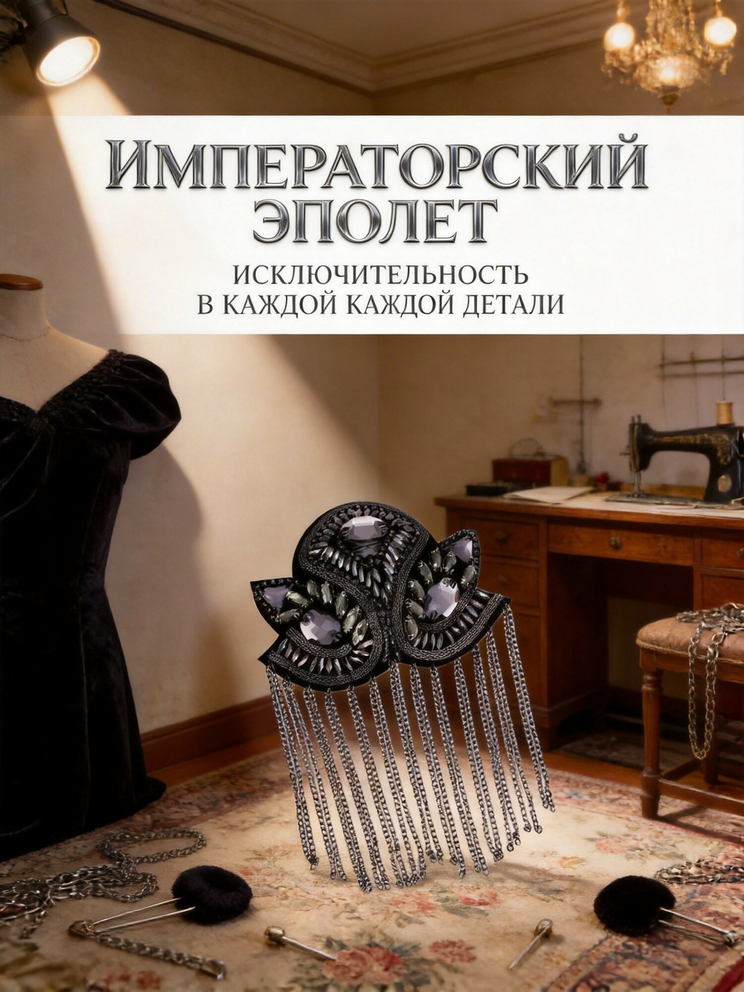 Эполет со стразами, ручной работы декоративный аксессуар