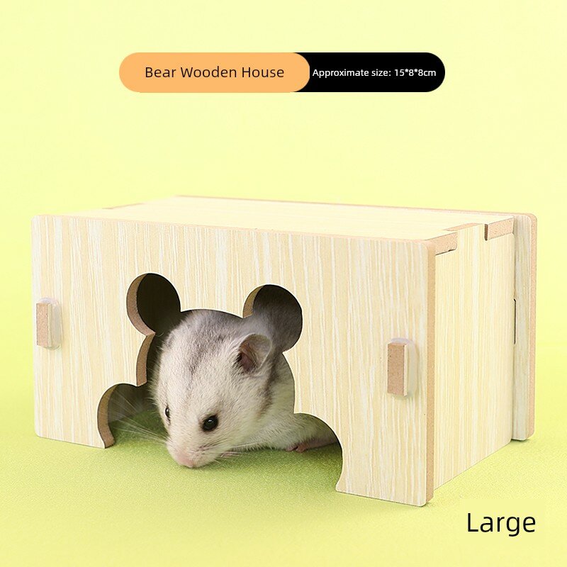 Деревянная игрушка-медведь для хомяка, декоративный домик-гнездо, убежище для золотистого хомяка, декоративные