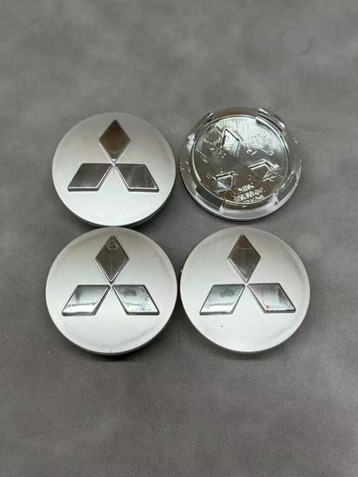 Колпачки на литые диски Mitsubishi 60/54/10 мм, комплект 4 шт, заглушки ступичные ABS+алюминий, для защиты ступицы