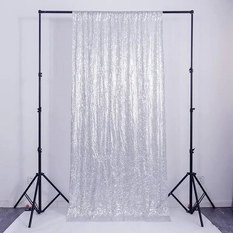 Серебряный фоновый экран с блестками 125x245 см