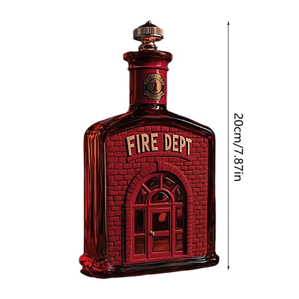 Fire Dept Бутылка для алкоголя и безалкогольных напитков, 1 шт. Красного цвета, стеклянная бутылка для бара
