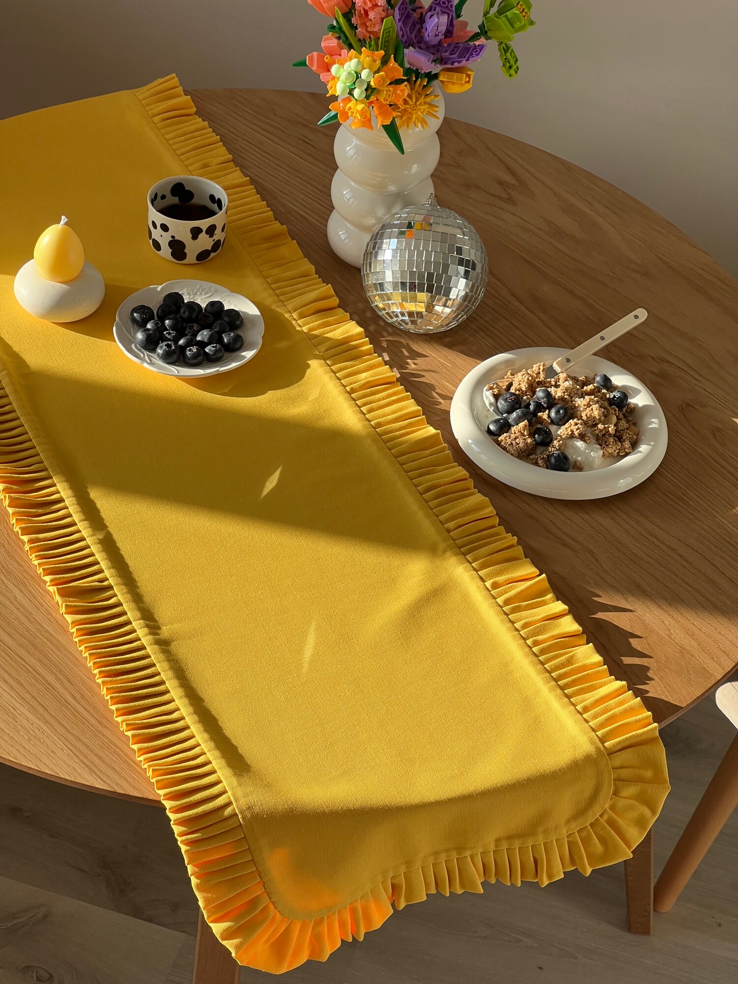 Дорожка "Рюши" для сервировки стола, 40х140 см, с защитой от влаги